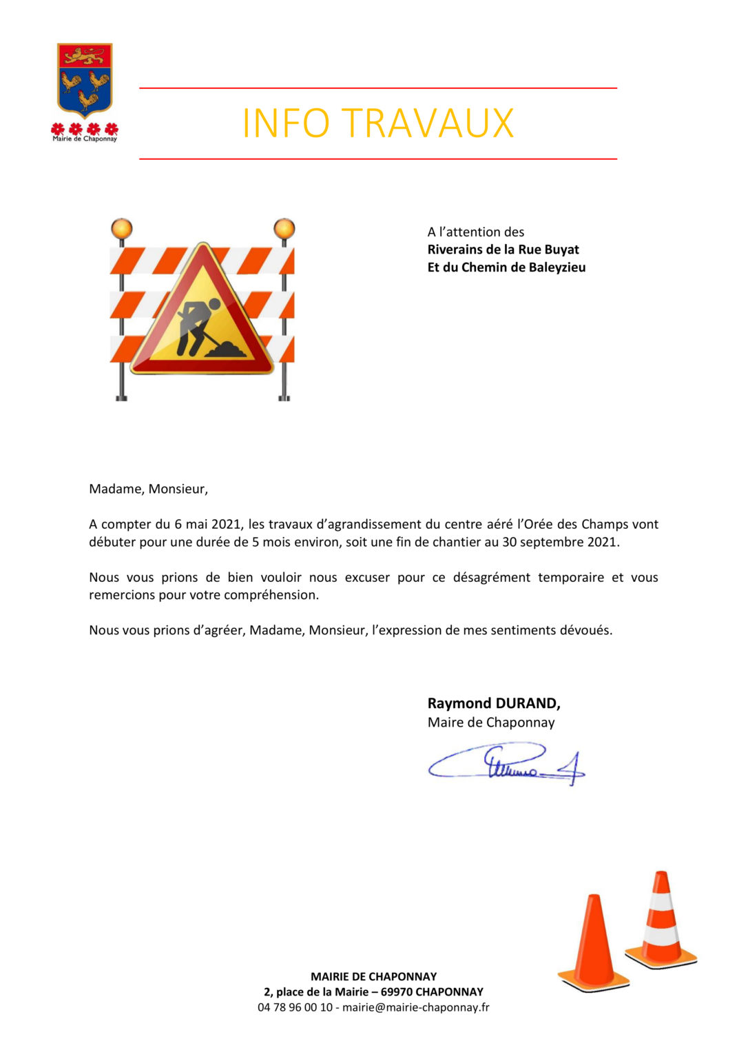 Exemple Lettre Information Travaux